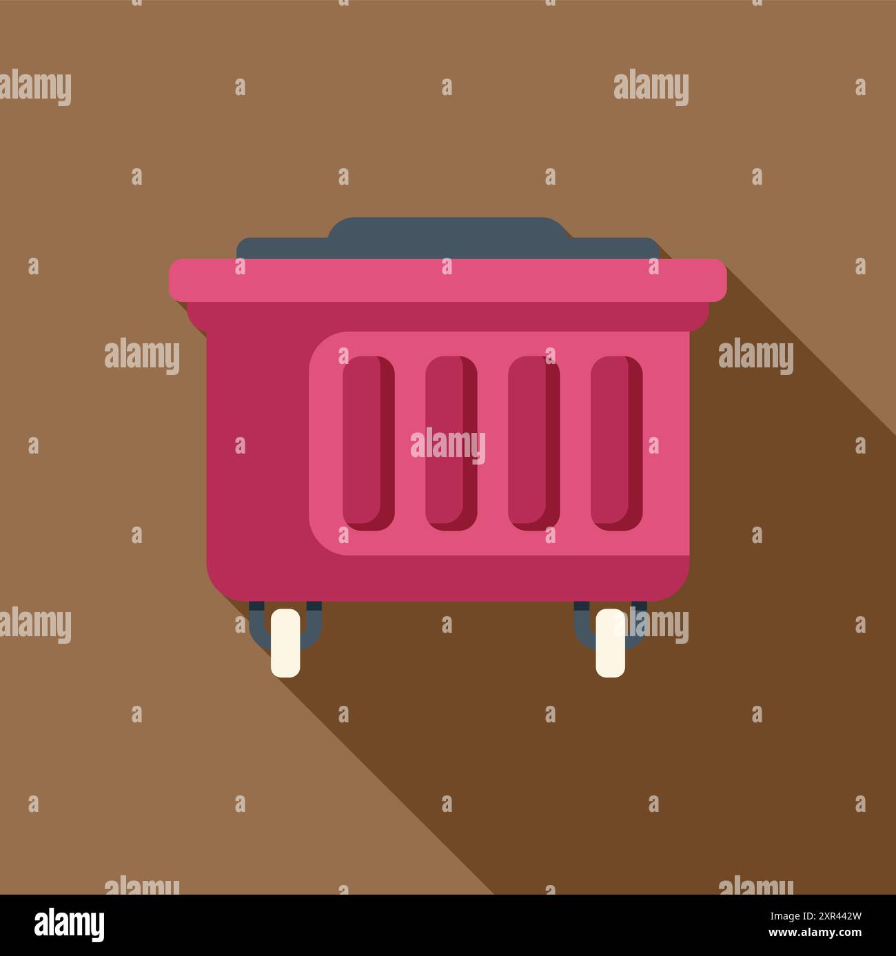 Large pink plastic wheeled waste container is standing closed, ready ...