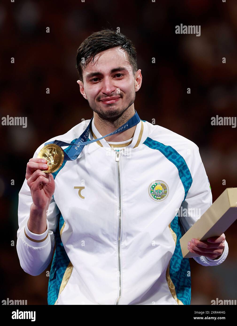 Paris, France. 8th Aug, 2024. Gold medalist Ulugbek Rashitov of ...