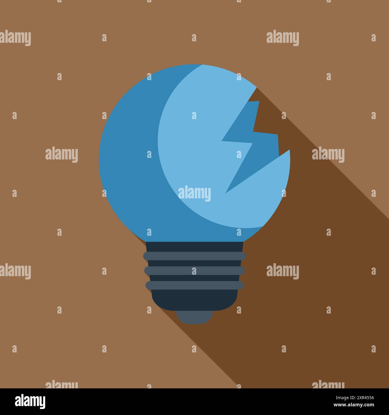 Cracked blue light bulb is showing a lightning bolt inside, symbolizing ...