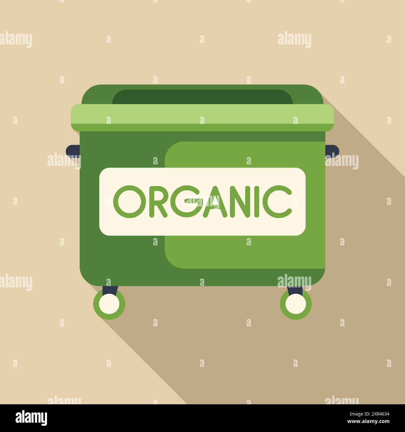 Green wheelie bin container for organic waste sorting and recycling ...
