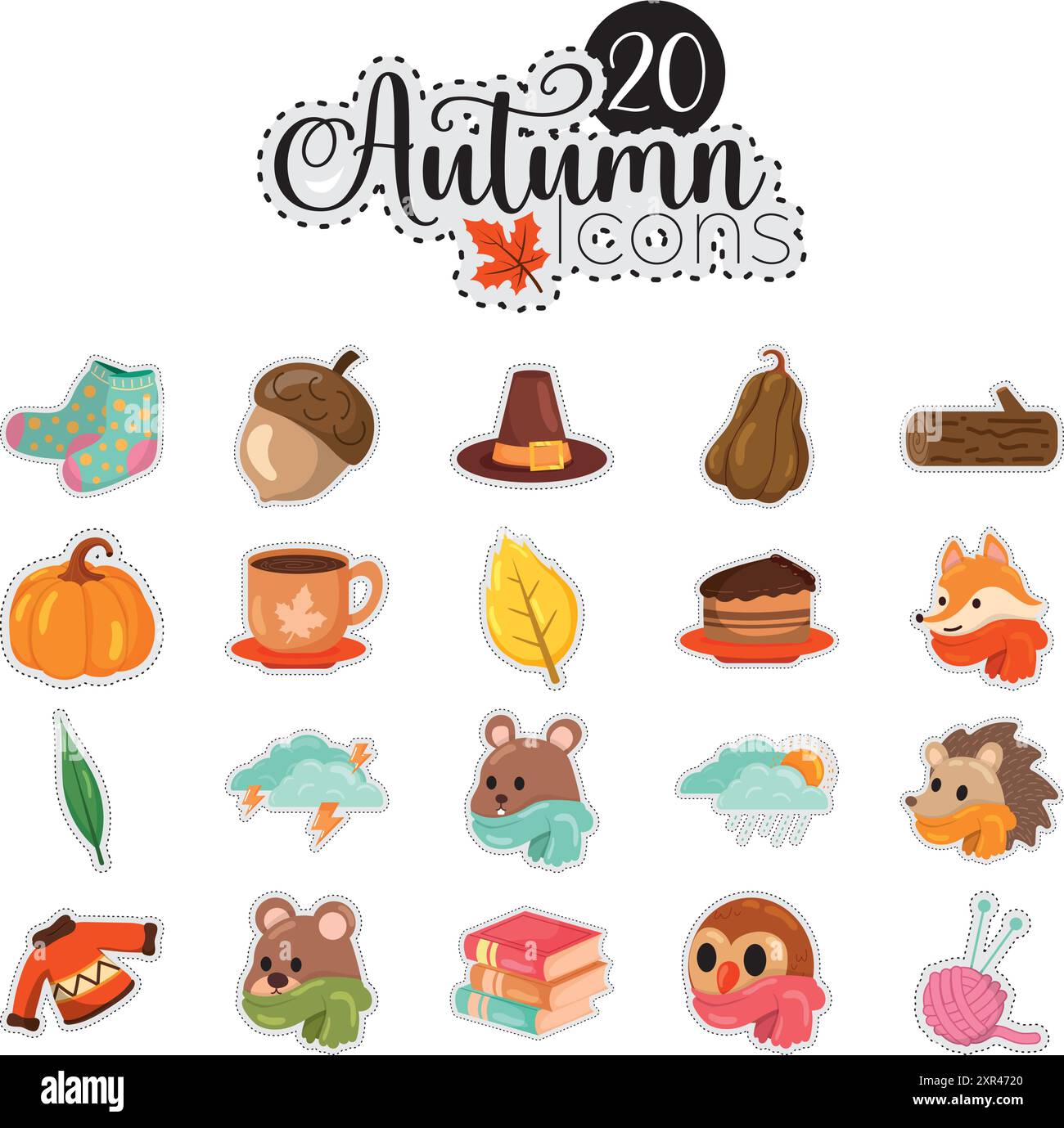 Autumn stickers icons set Vector Stock Vector Image & Art - Alamy