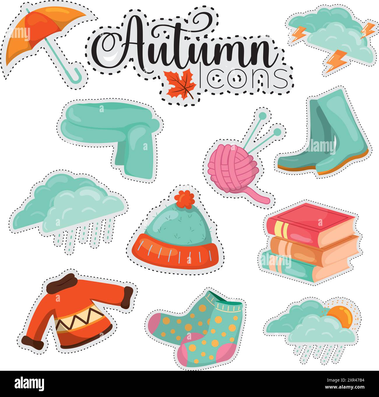 Autumn stickers icons set Vector Stock Vector Image & Art - Alamy