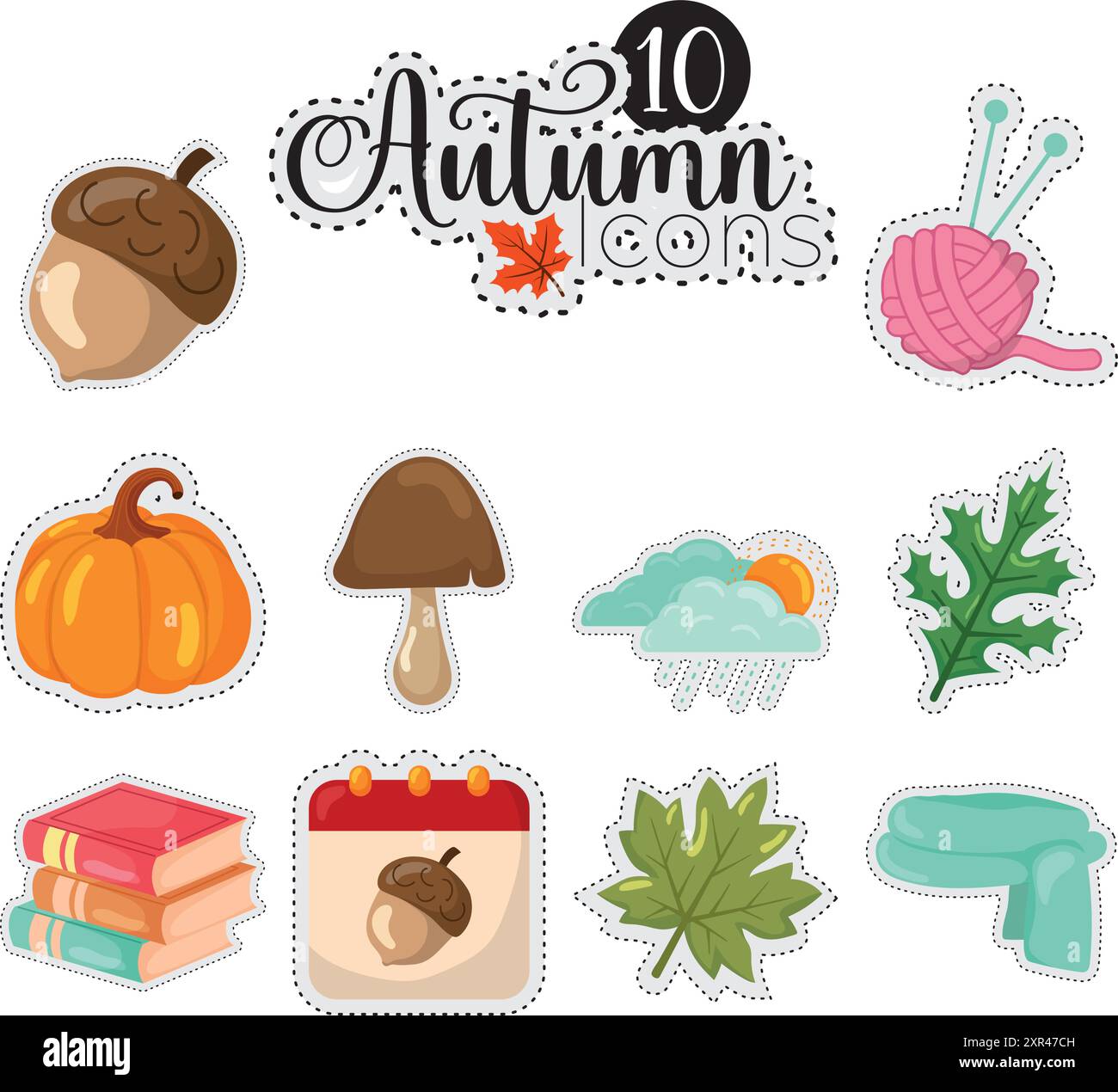 Autumn stickers icons set Vector Stock Vector Image & Art - Alamy