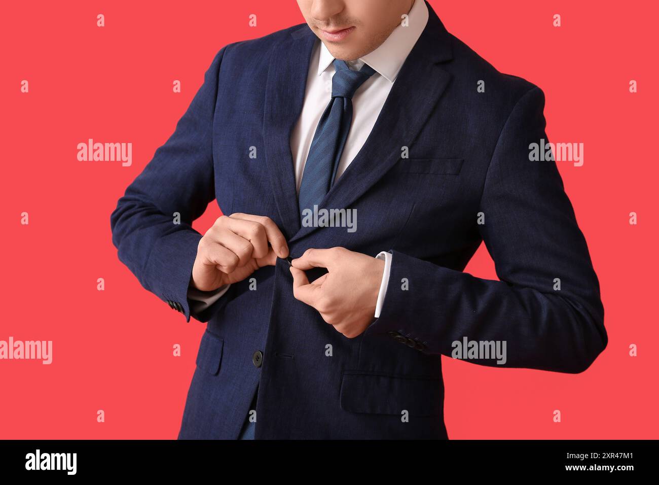 Stylish young guy button red hi-res stock photography and images - Alamy