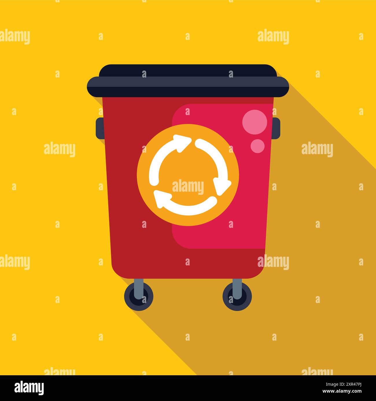 Red recycling bin with a recycling symbol, promoting responsible waste ...