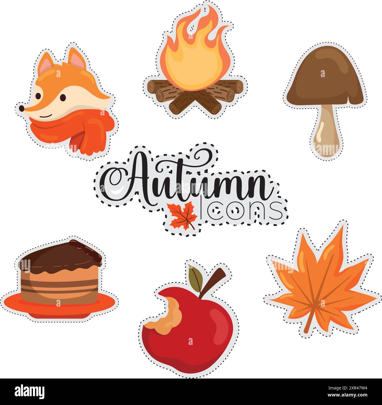Autumn stickers icons set Vector Stock Vector Image & Art - Alamy