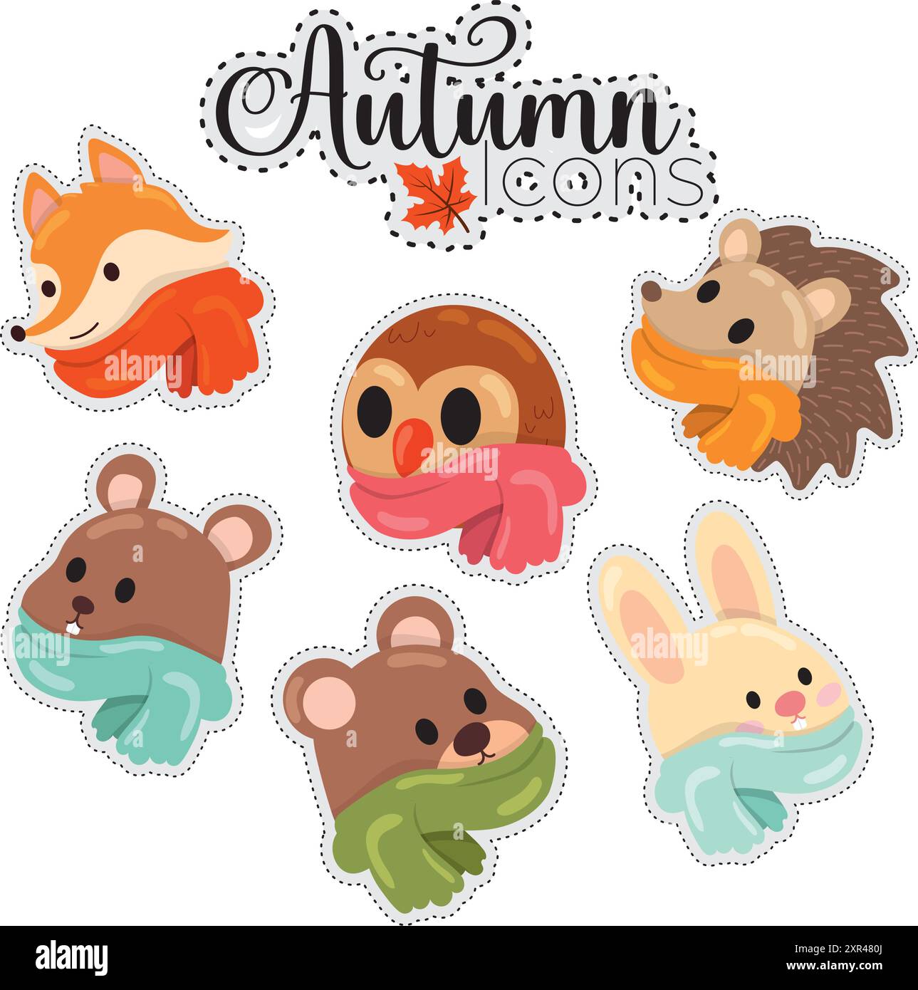 Autumn stickers icons set Vector Stock Vector Image & Art - Alamy