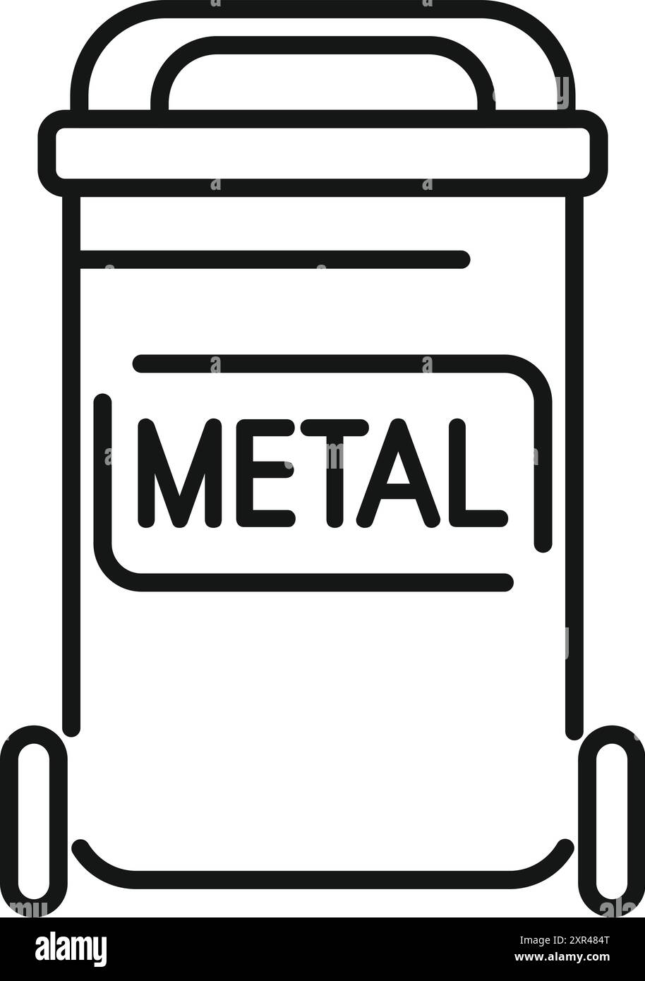 Line icon of a recycling bin with wheels, promoting responsible waste ...
