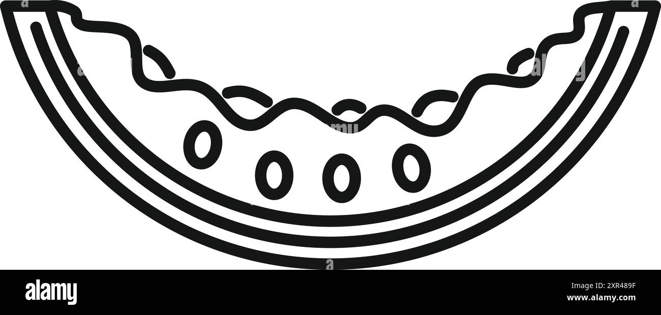 Minimalist line art drawing of a watermelon slice showing seeds and ...