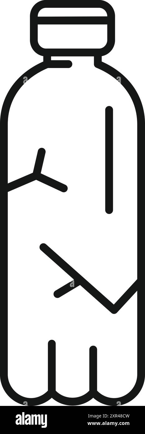 Line art icon of a cracked plastic bottle representing environmental ...