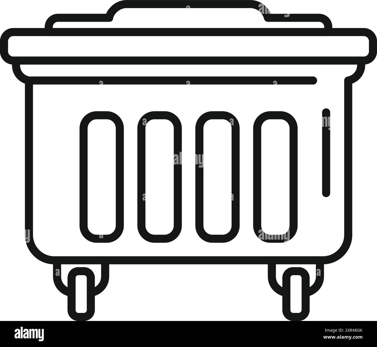 Large plastic wheelie bin with a lid and wheels standing for waste ...