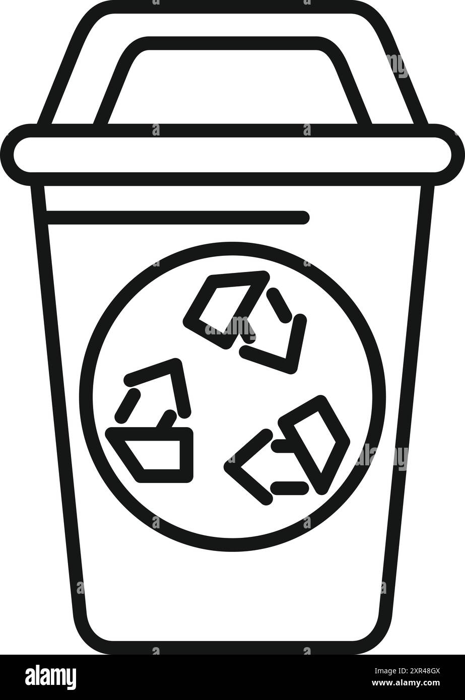 Line art icon of a recycling bin encouraging responsible waste disposal ...