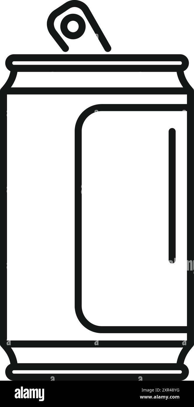 Aluminum can with open ring pull tab icon thin line vector illustration ...