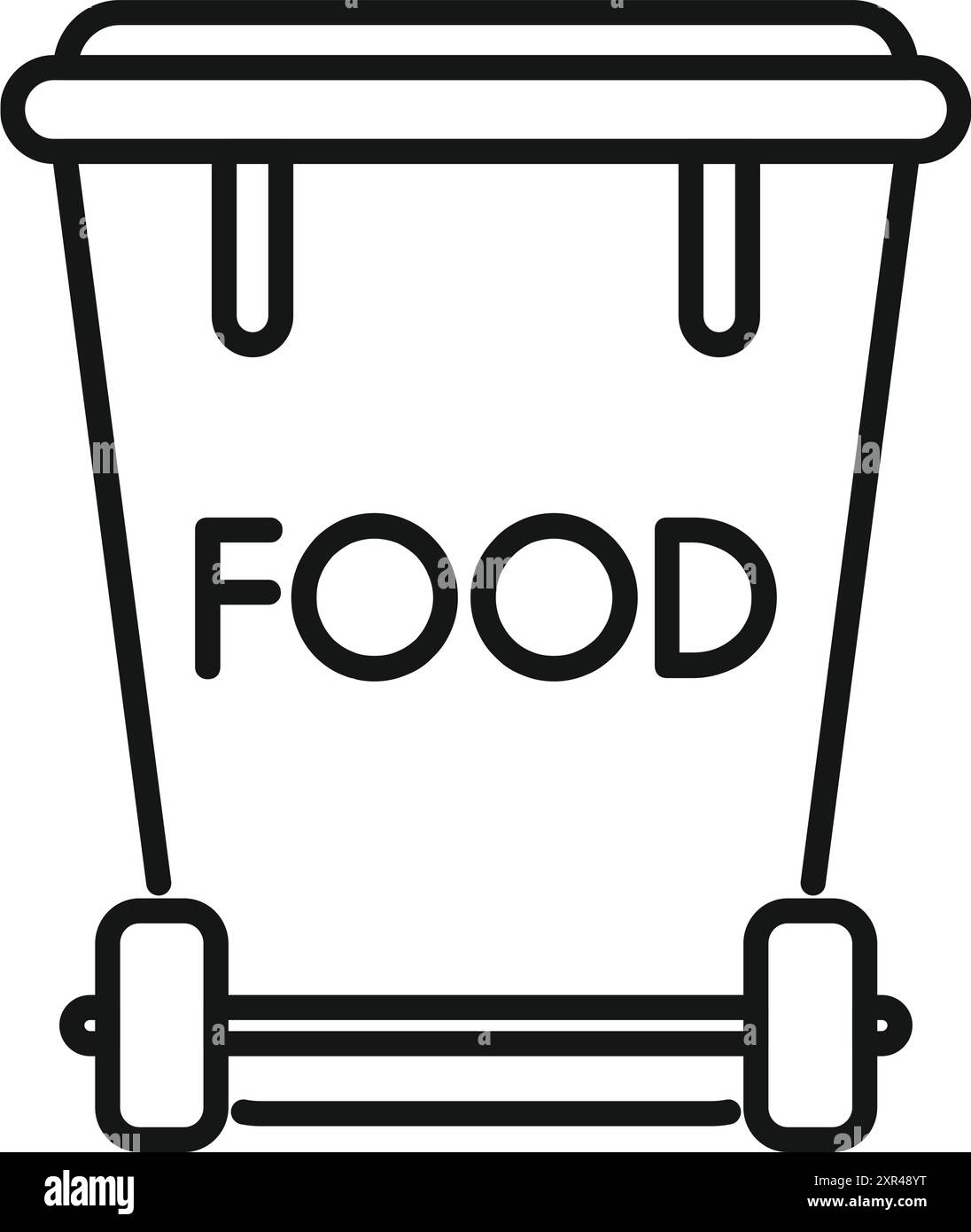 Line drawing of a food waste container on wheels, ideal for composting ...