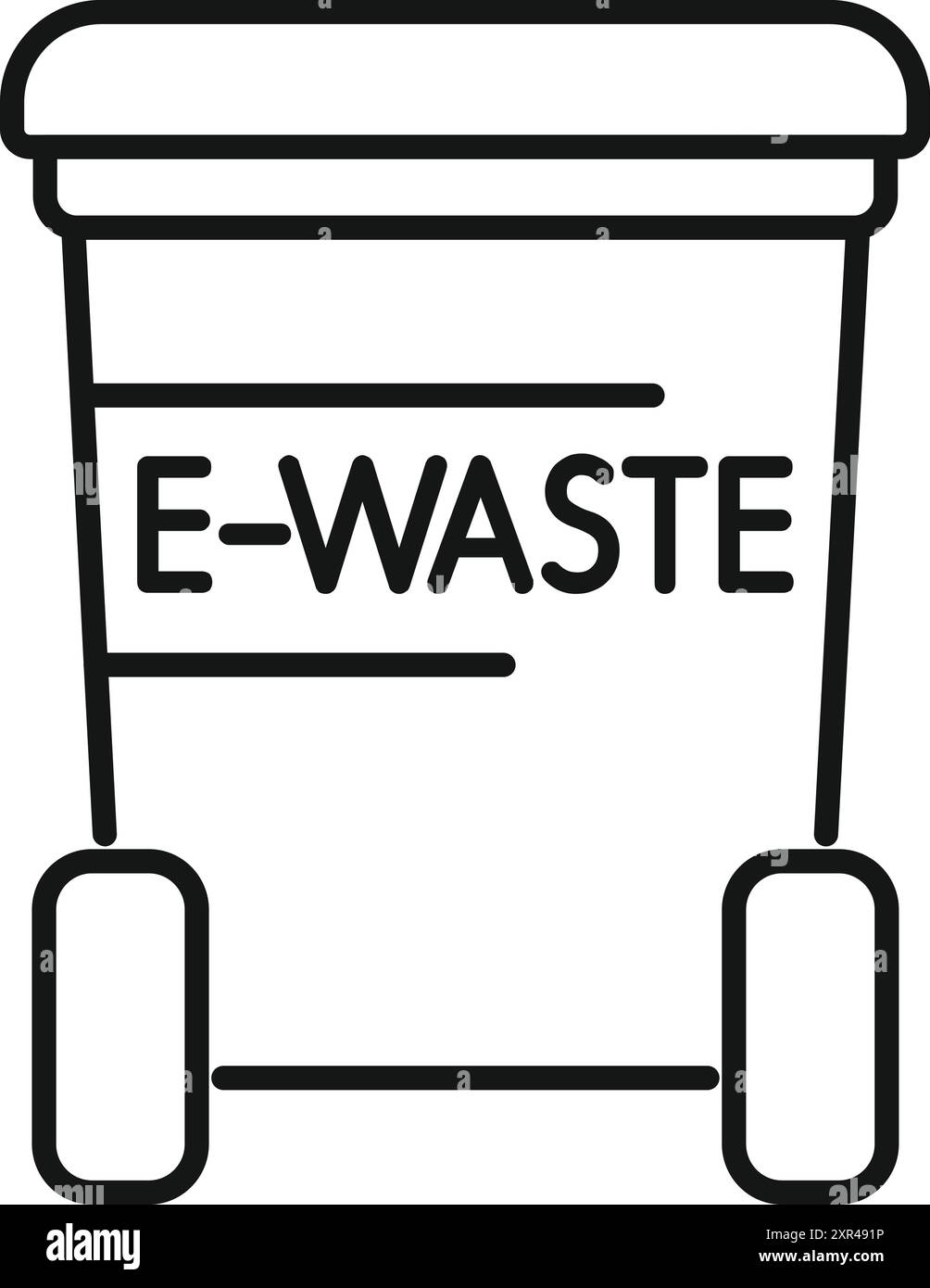 Line art illustration of an e waste container emphasizing the ...