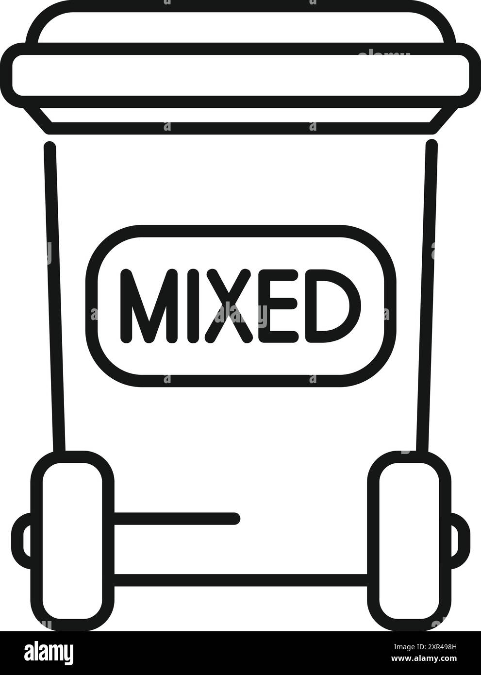 Line drawing of a wheelie bin for mixed waste showing the importance of ...