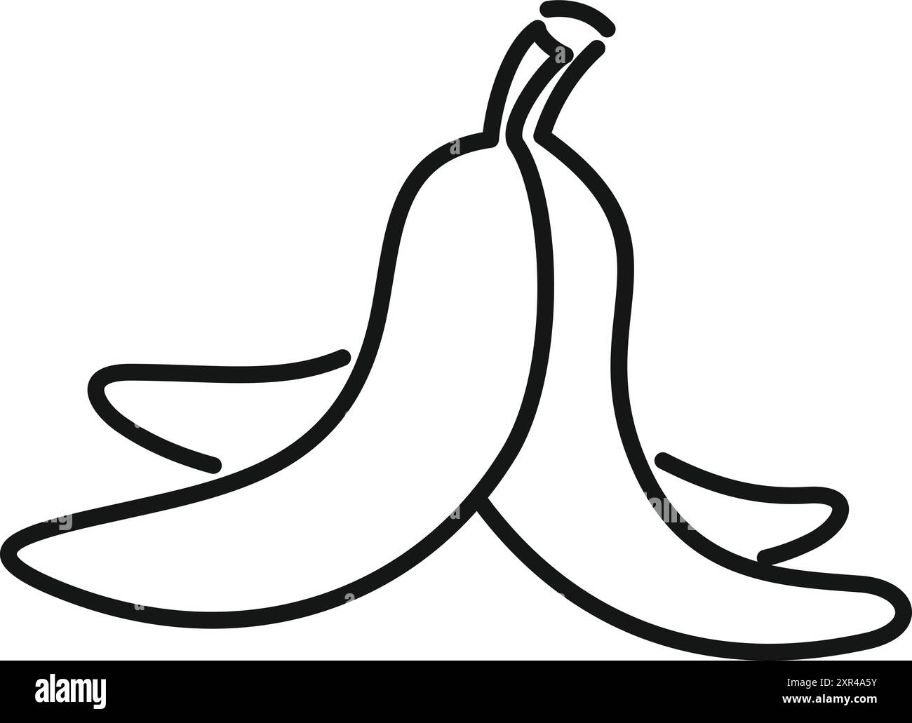Simple black and white line drawing of a peeled banana, perfect for ...