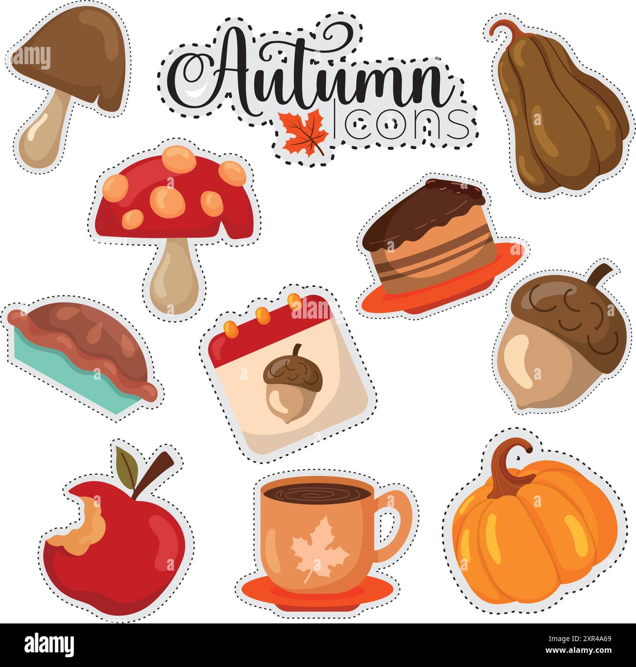 Autumn stickers icons set Vector Stock Vector Image & Art - Alamy