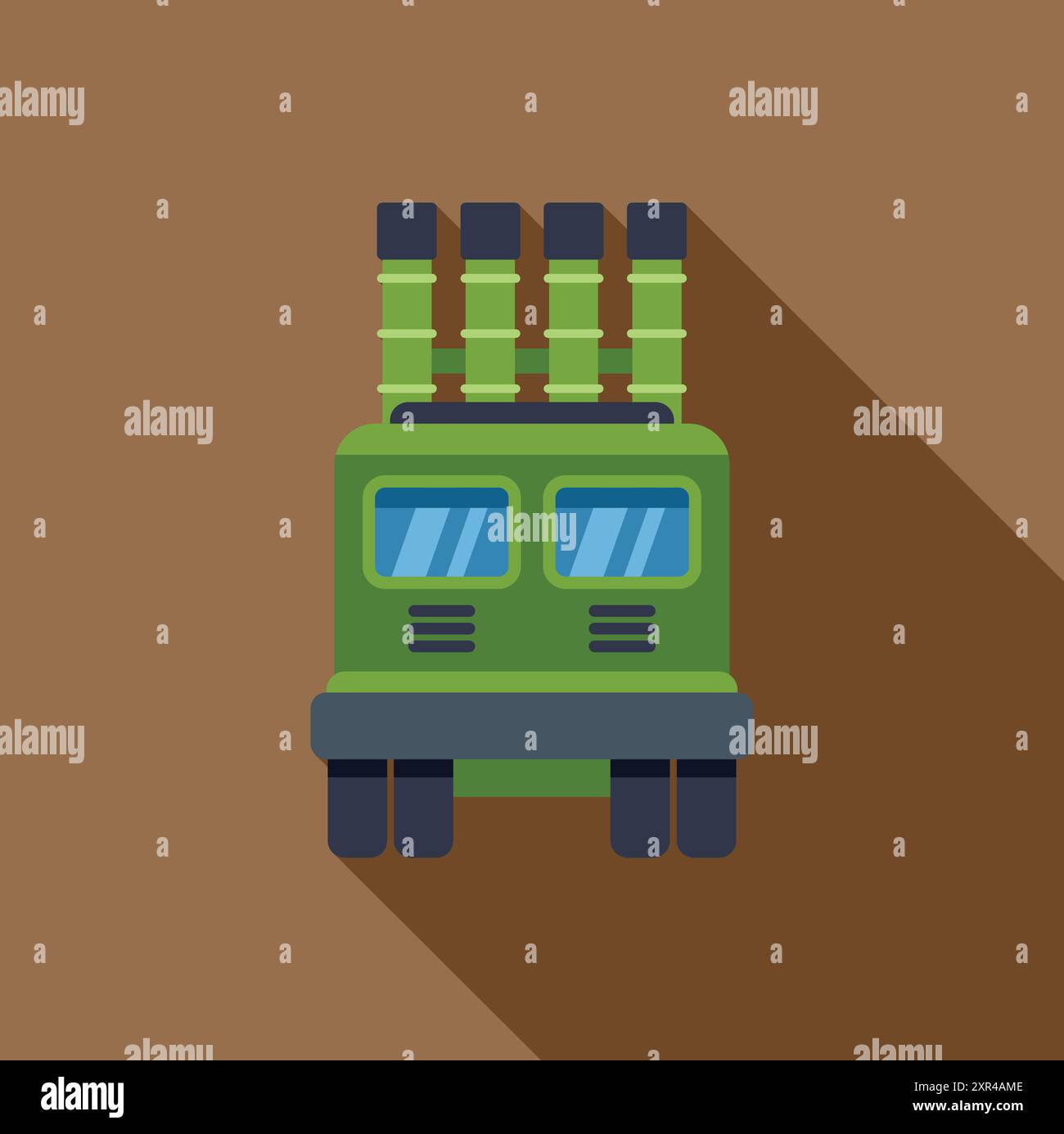 Flat design icon of military vehicle for transportation of soldiers and ...