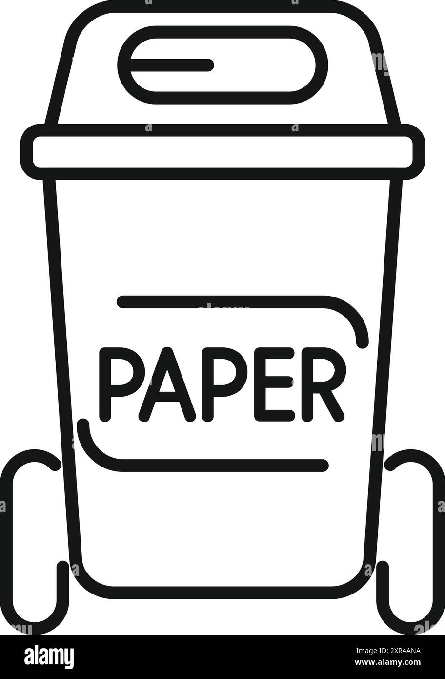 Line icon of a trash bin for paper recycling with wheels for easy ...