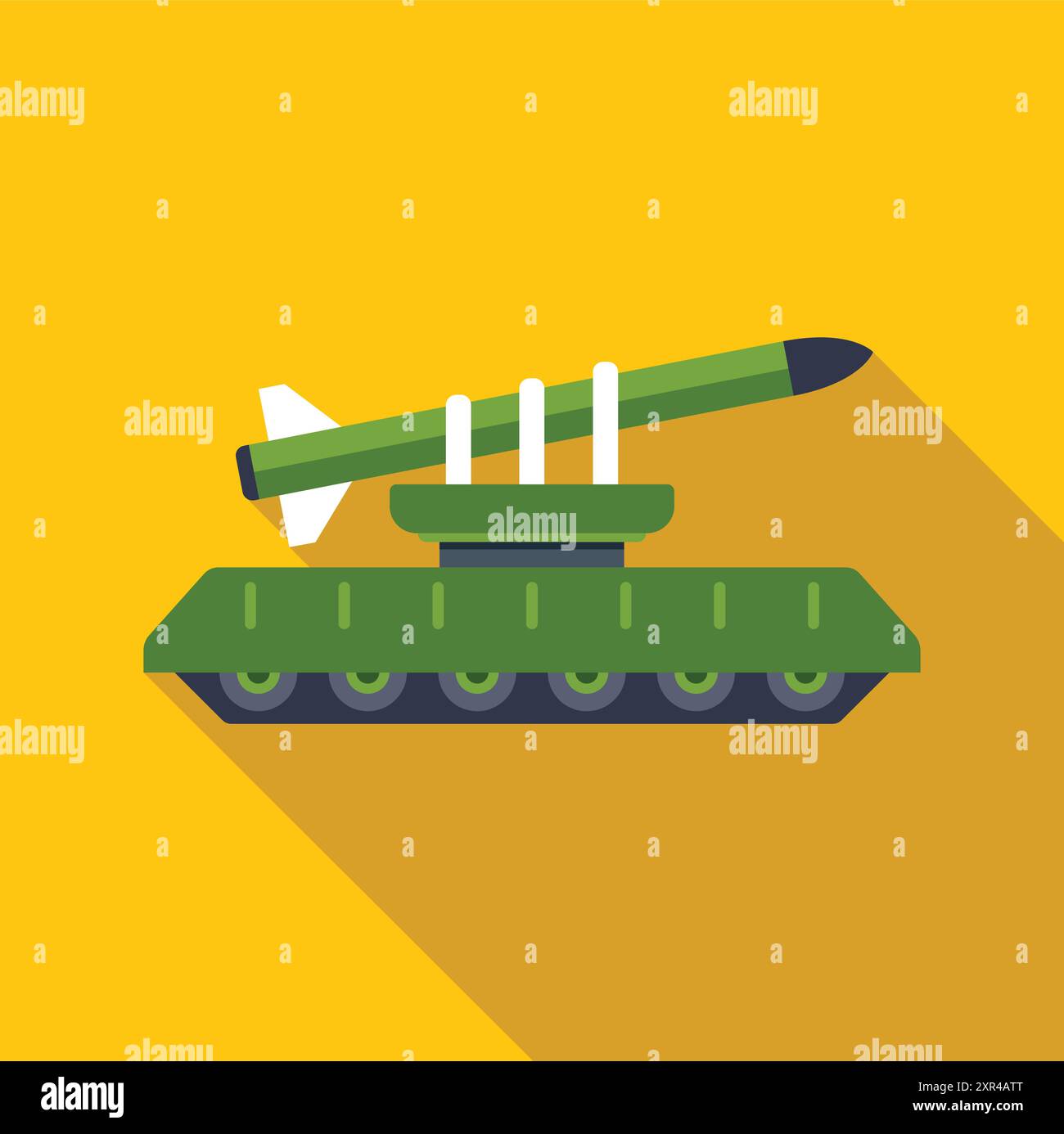 Illustration of a military tank with a rocket launcher pointing to the ...