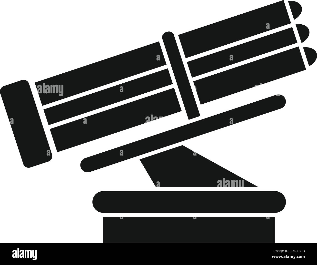 Multiple rocket launcher system firing rockets silhouette style icon ...