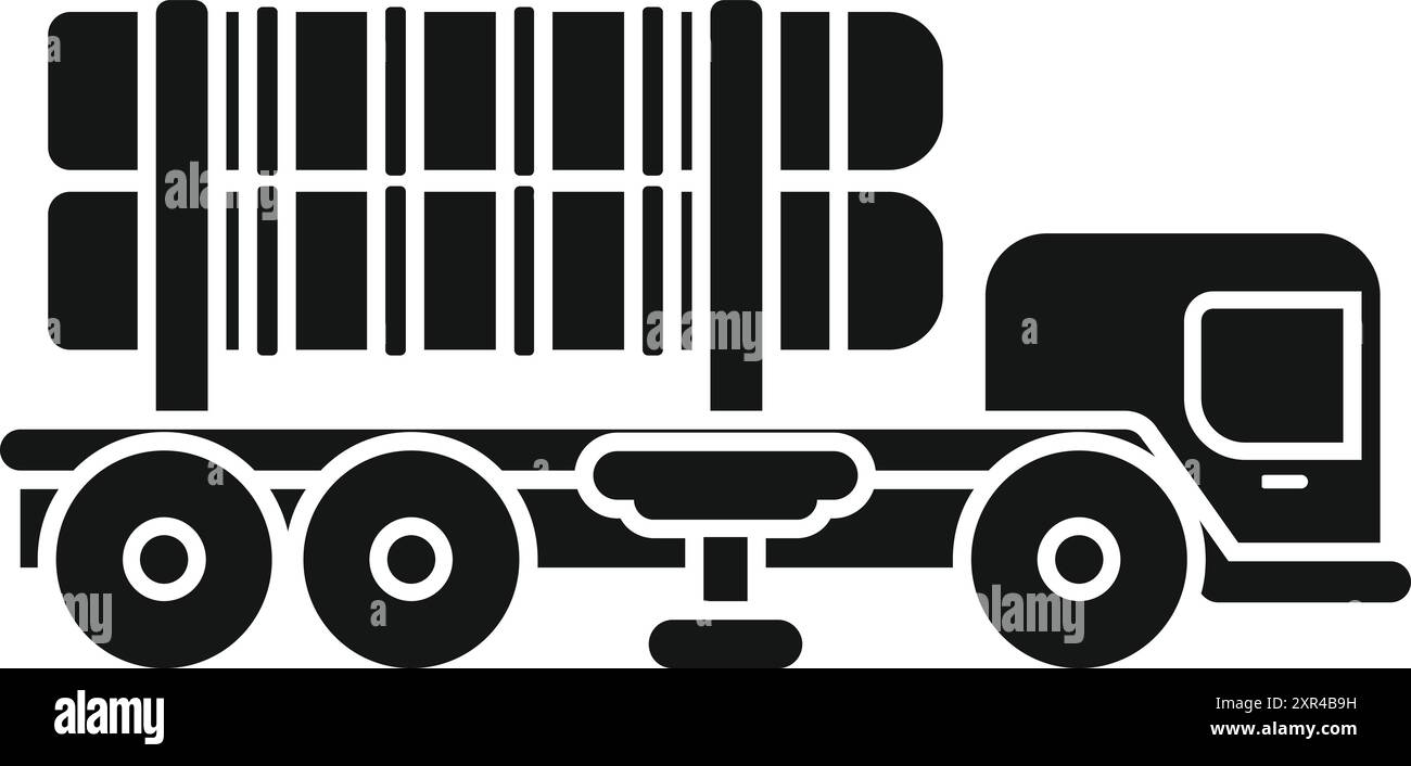 Logging truck carrying wood logs icon in glyph style, suitable for any ...