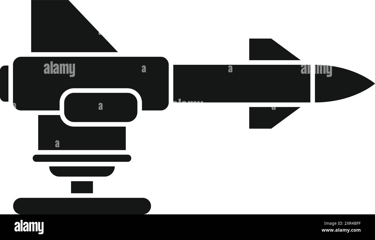 Black glyph icon of a military rocket launcher aiming at a target Stock ...