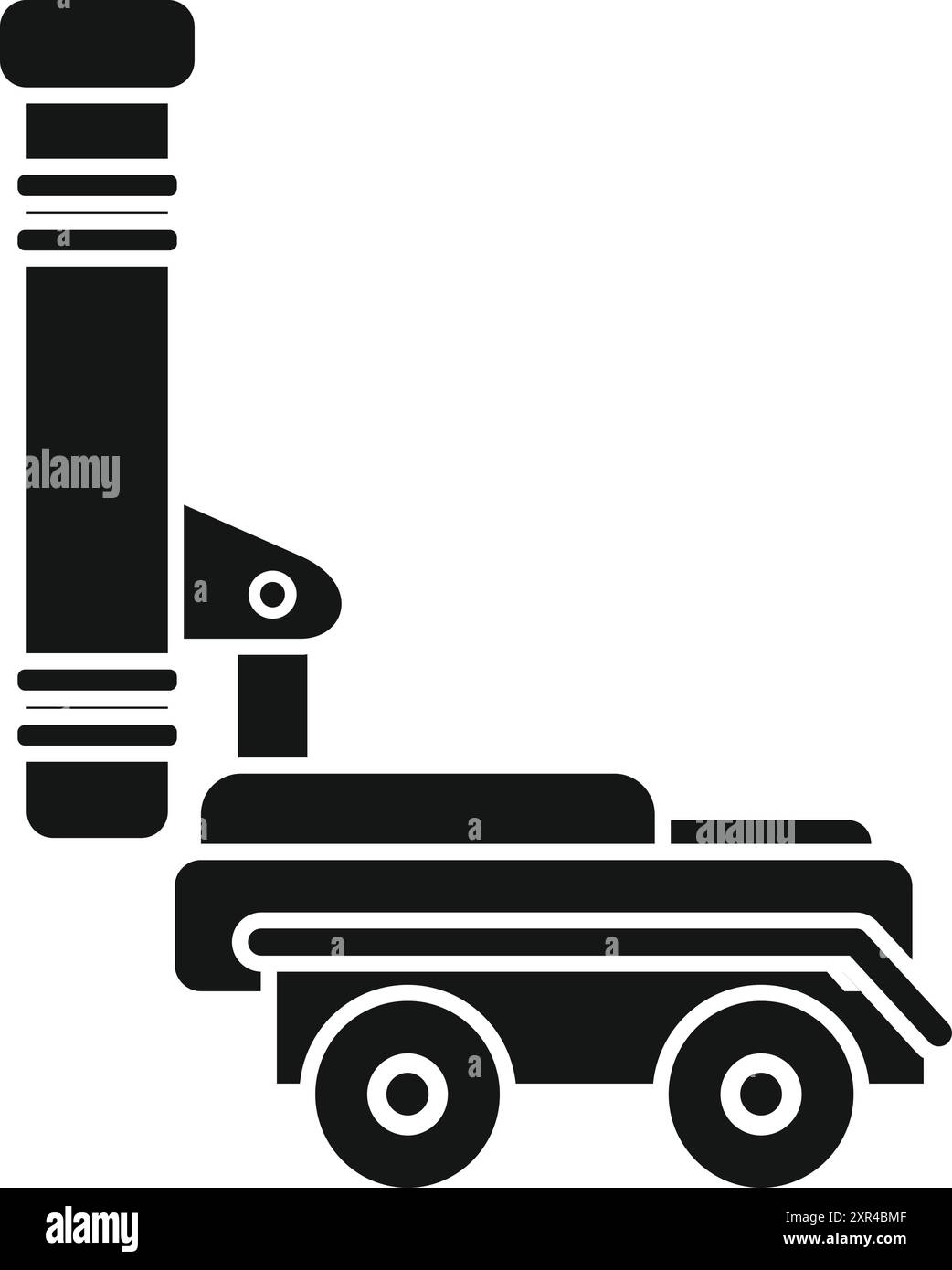 Simple icon of a military rocket launcher vehicle preparing for ...