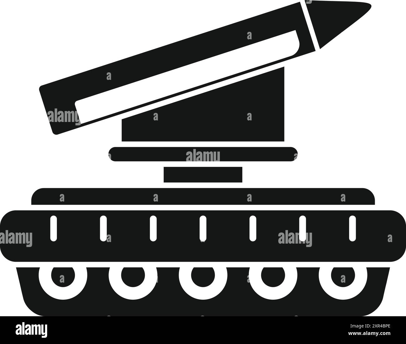 Black silhouette of a military tank launching a rocket missile Stock ...