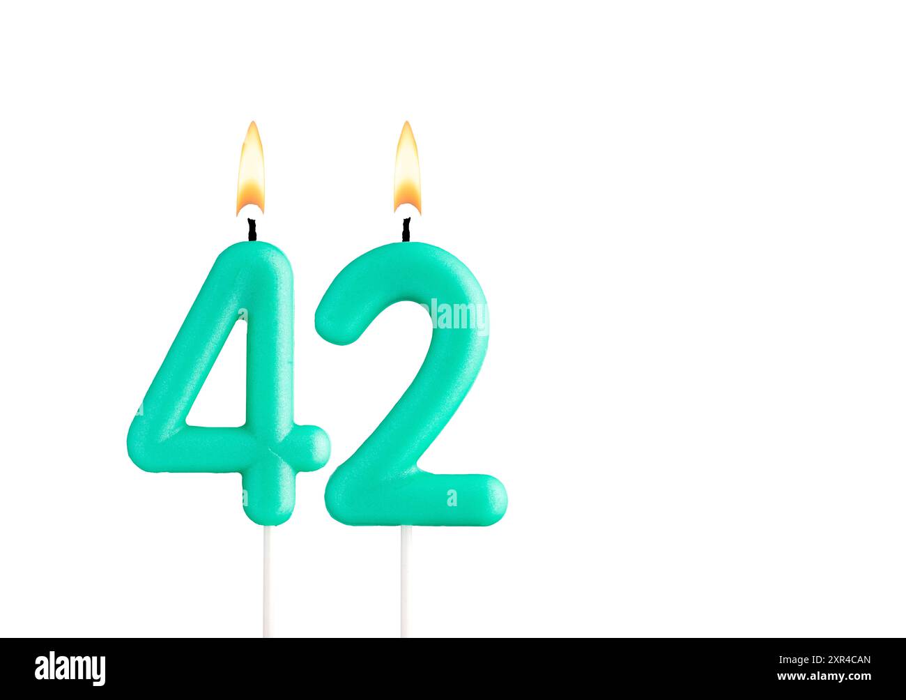 Birthday number 42 - Green birthday candle on white background Stock ...