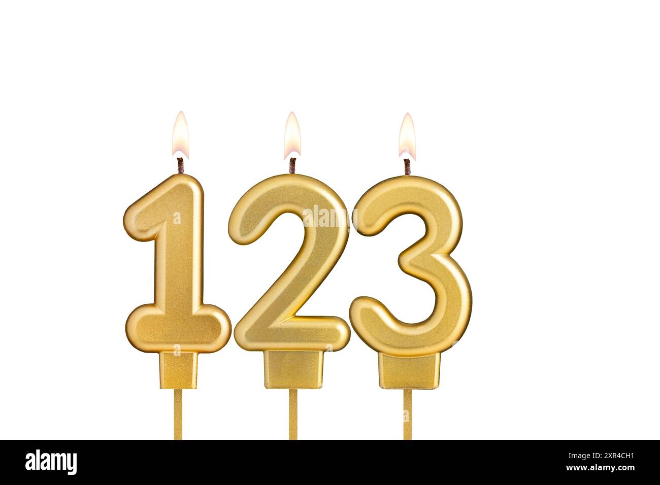 Birthday candle number 123 on white background Stock Photo - Alamy