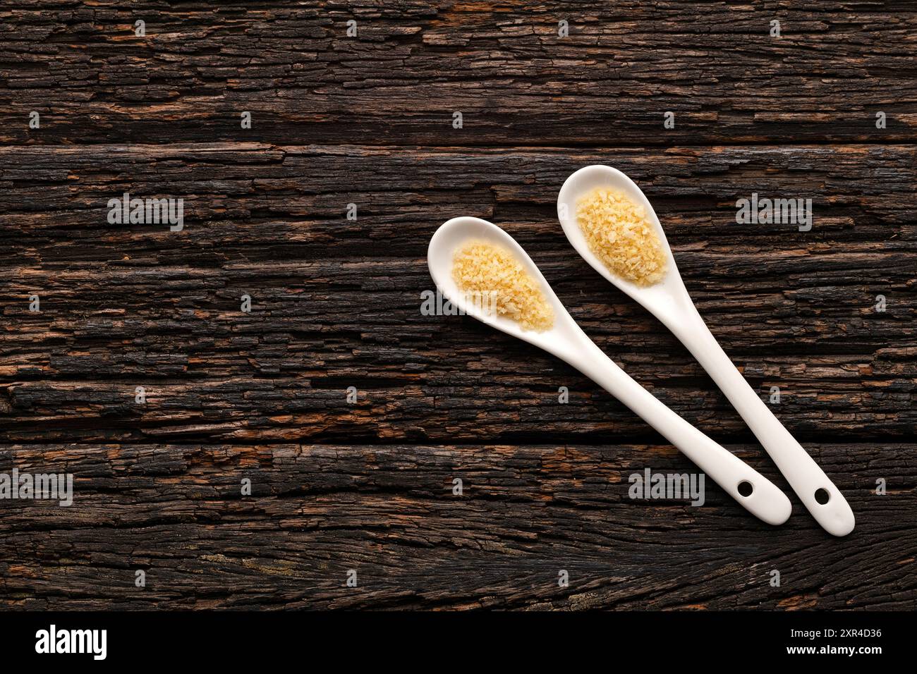 Japanese yellow panko crumbs in two spoons Stock Photo - Alamy
