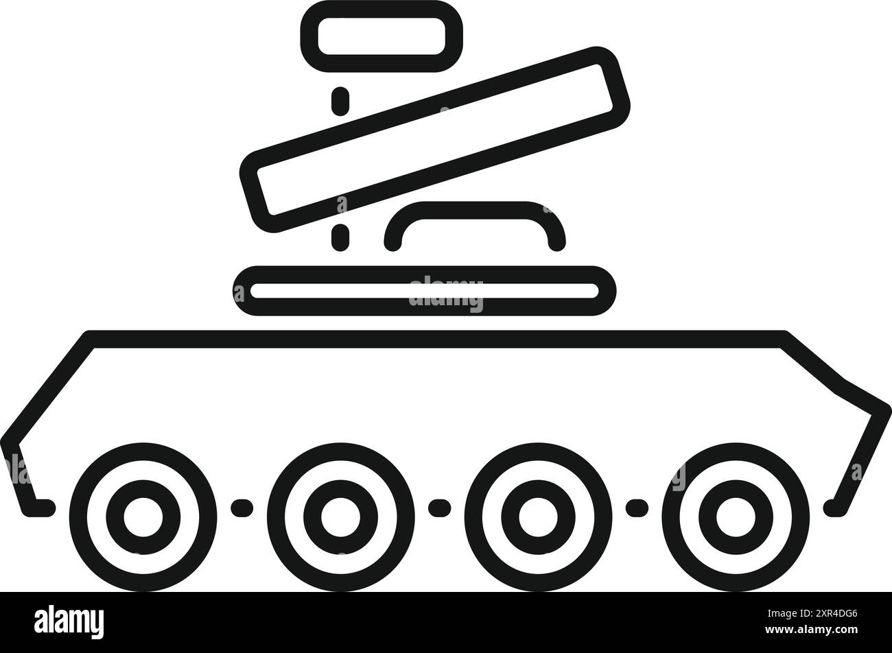 Military vehicle launching rockets, army transportation icon Stock ...