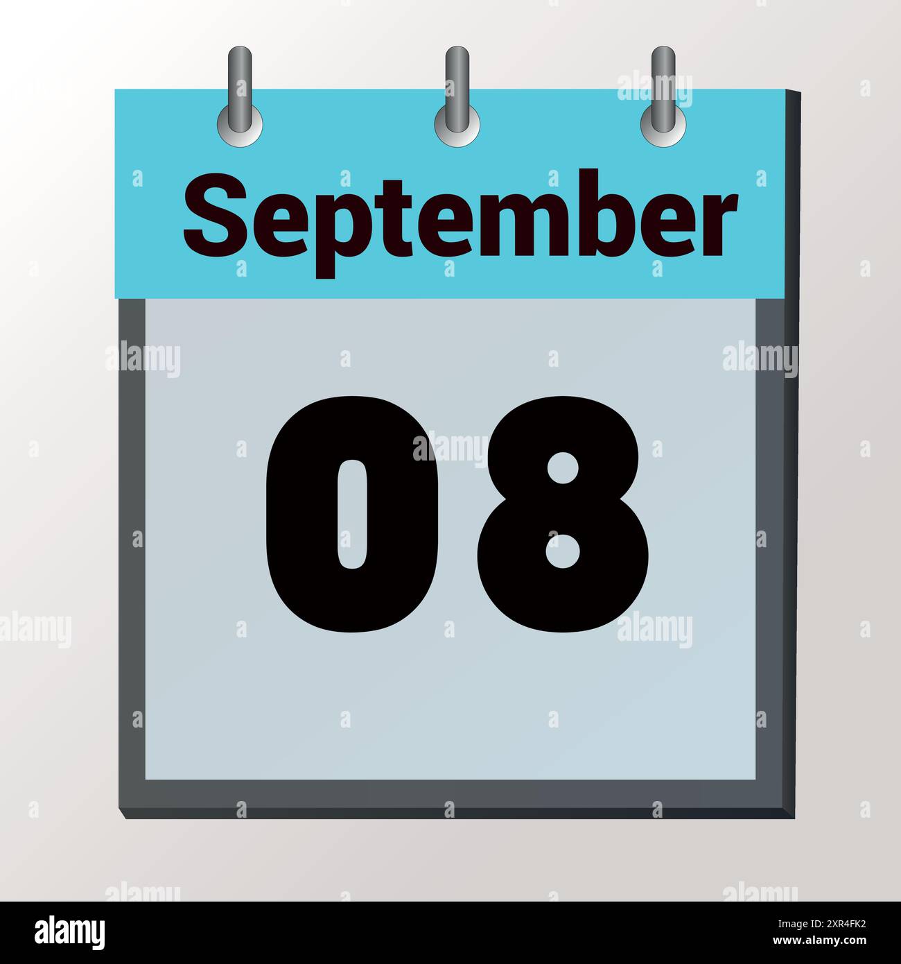 vector calendar page with date September 8, light colors Stock Vector ...