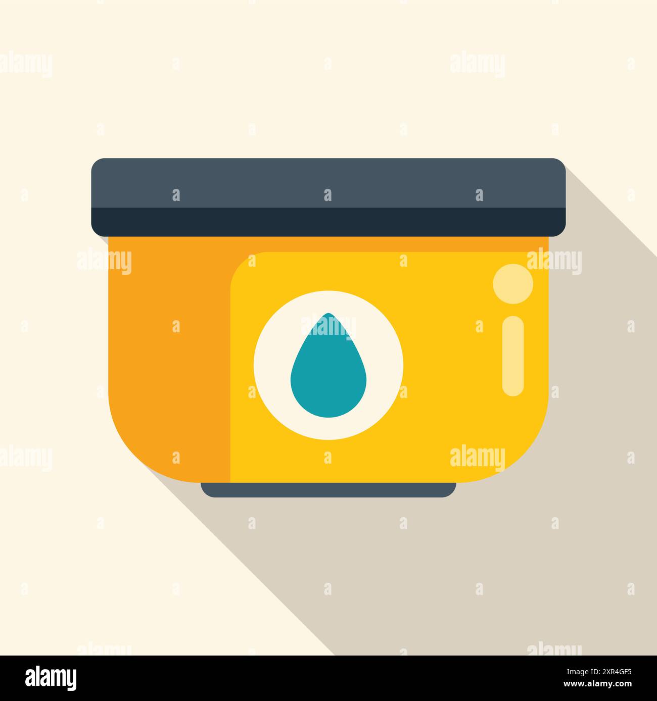 Yellow water tank icon with a drop of water symbol, representing liquid ...