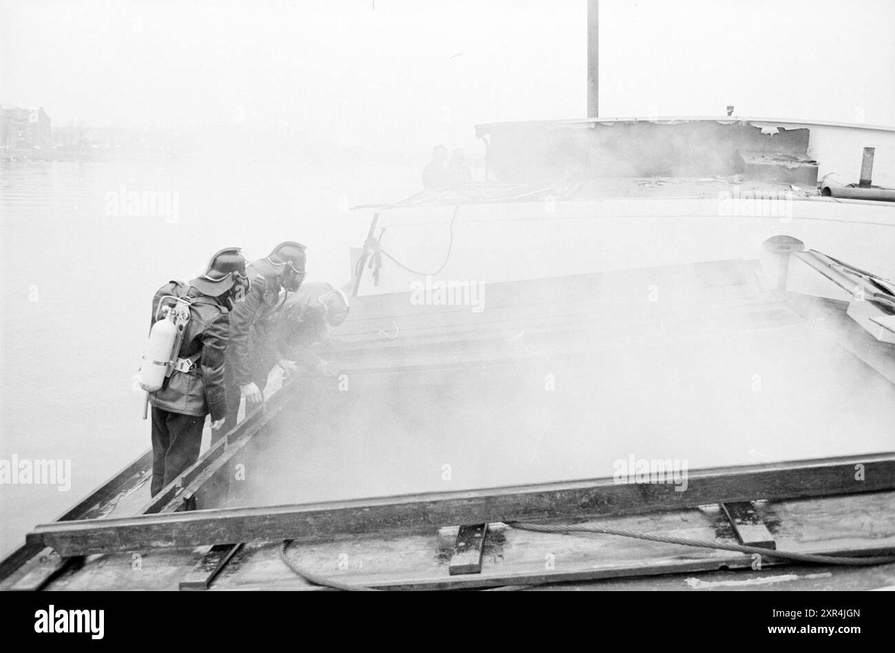 Fire brigade on a ship after an explosion, Whizgle Dutch News: Historic ...