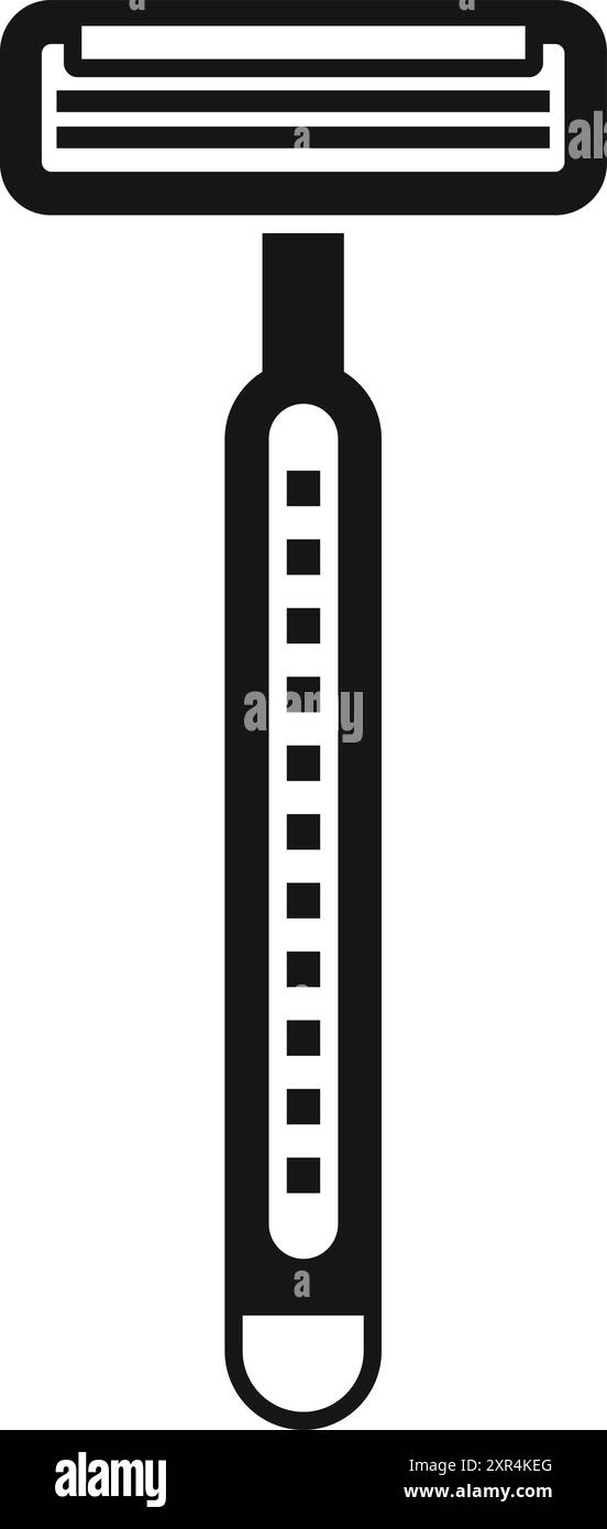 Simple plastic razor with triple blades for shaving is standing on a ...