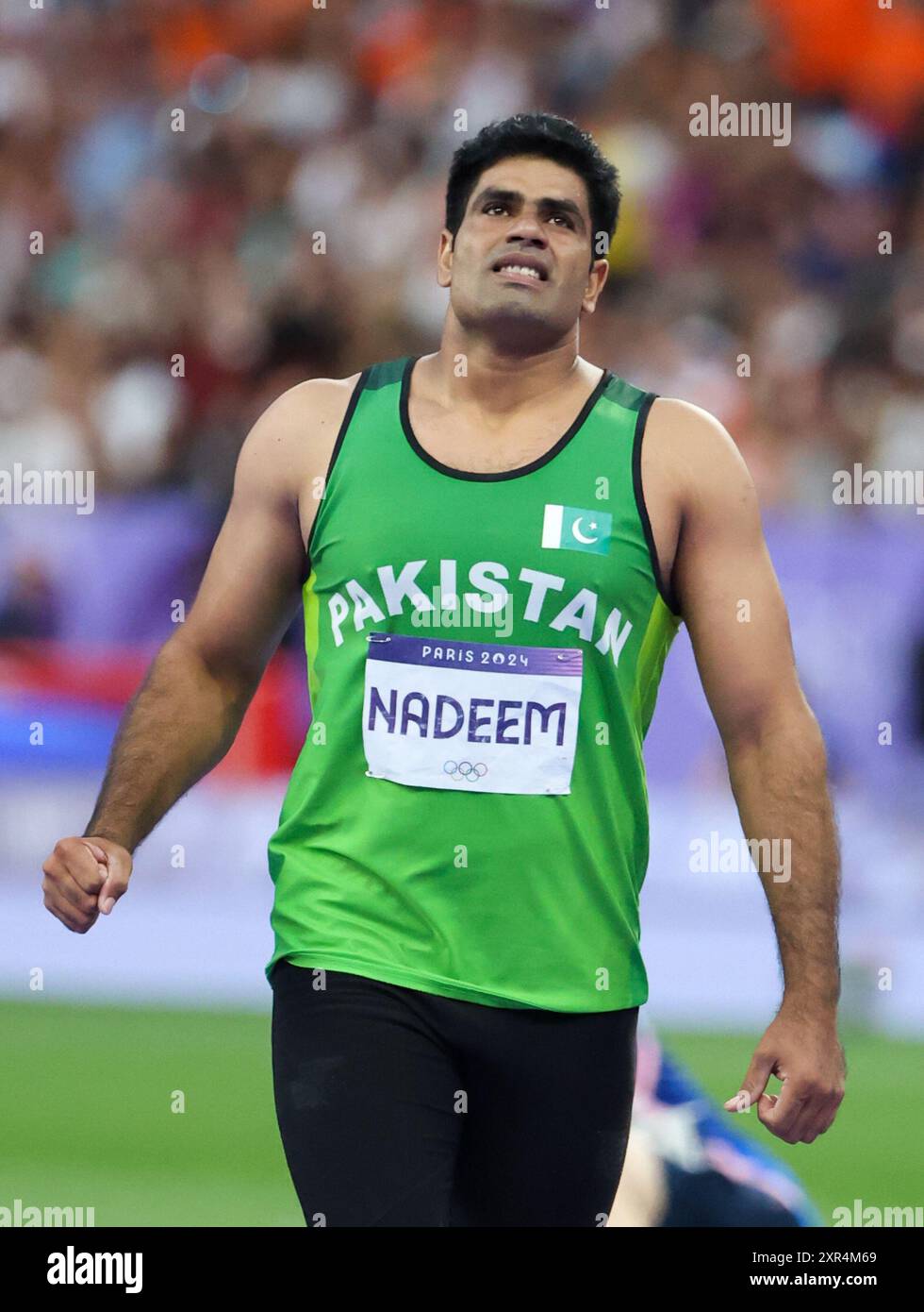 Paris, Ile de France, France. 8th Aug, 2024. Arshad Nadeem (PAK) wins ...