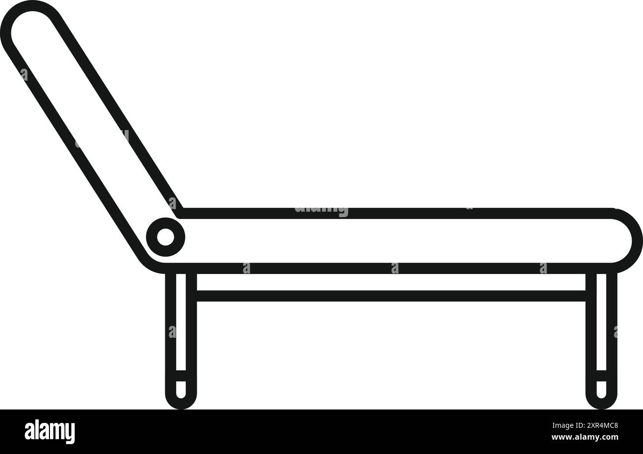 Simple line art illustration of a comfortable chaise lounge with an ...
