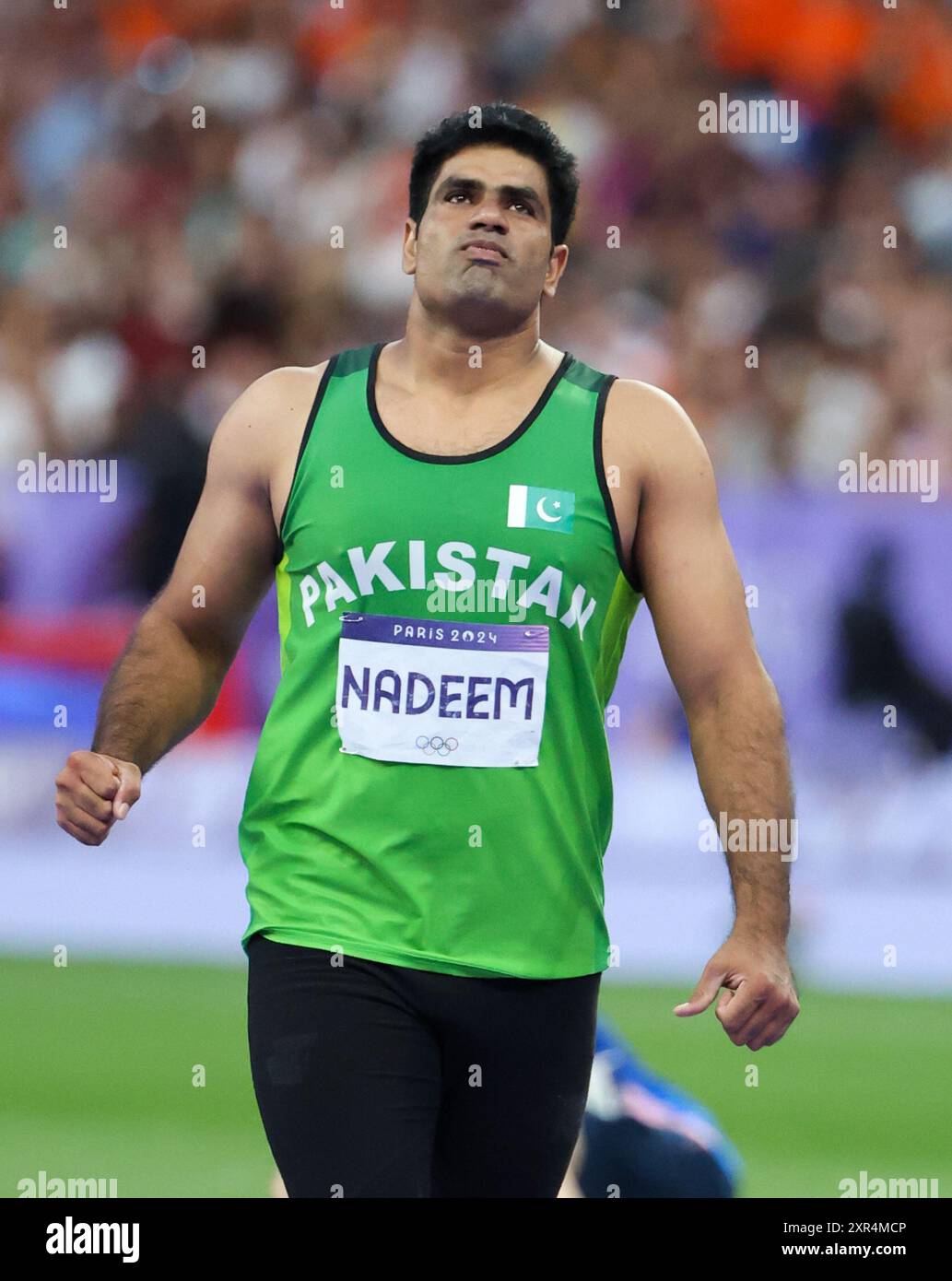 Paris, Ile de France, France. 8th Aug, 2024. Arshad Nadeem (PAK) wins ...