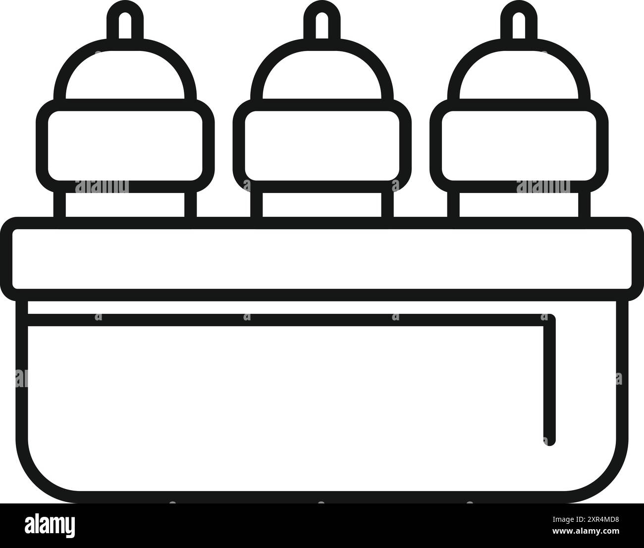 Line drawing of a water cooler with round bottles standing on top of a ...