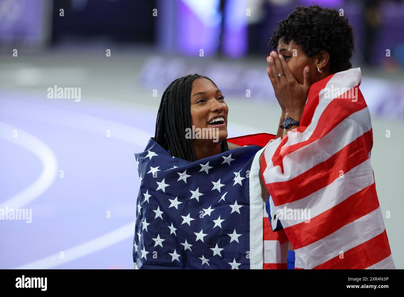 Paris, Ile de France, France. 8th Aug, 2024. Tara Davis-Woodhall (USA ...