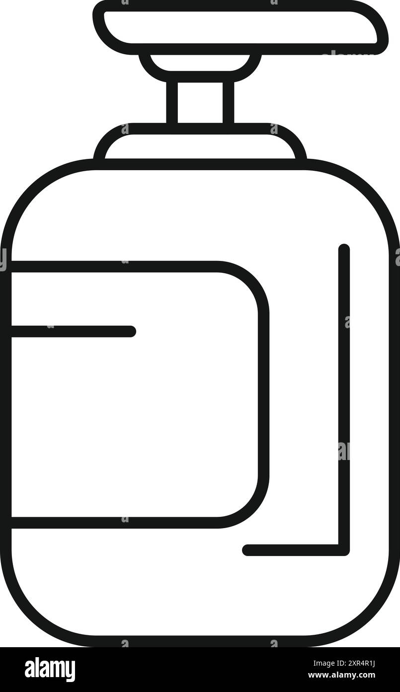 Simple line drawing of a dispenser bottle for shampoo, conditioner ...
