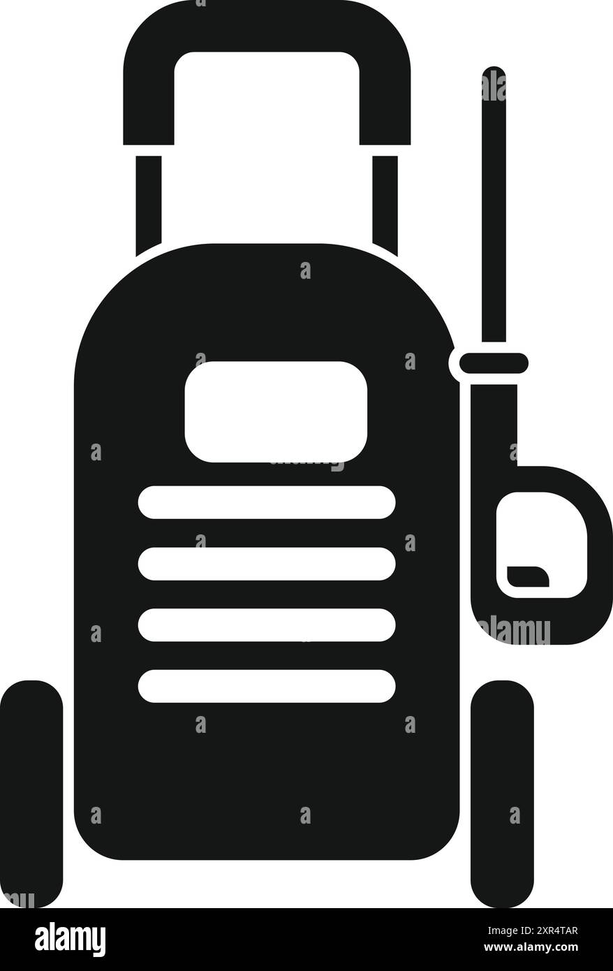 Black silhouette of a pressure washer, a powerful machine for cleaning ...