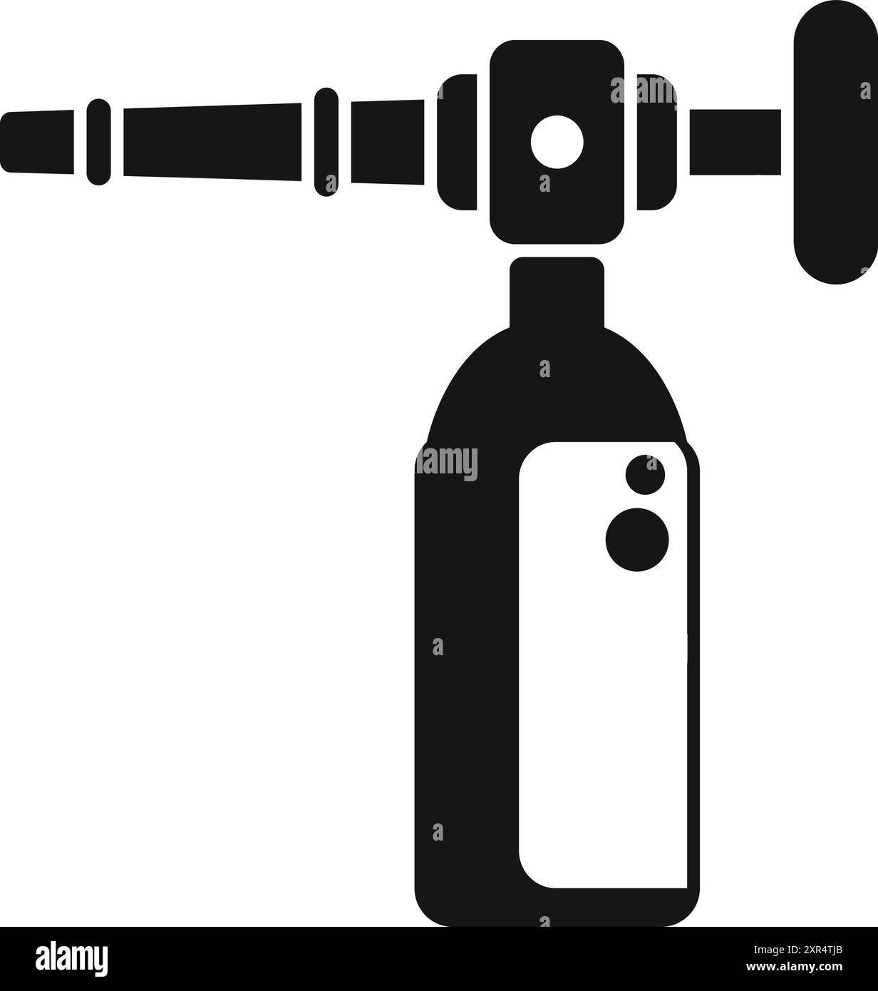 Black and white silhouette icon of a gas welding torch with cylinder ...