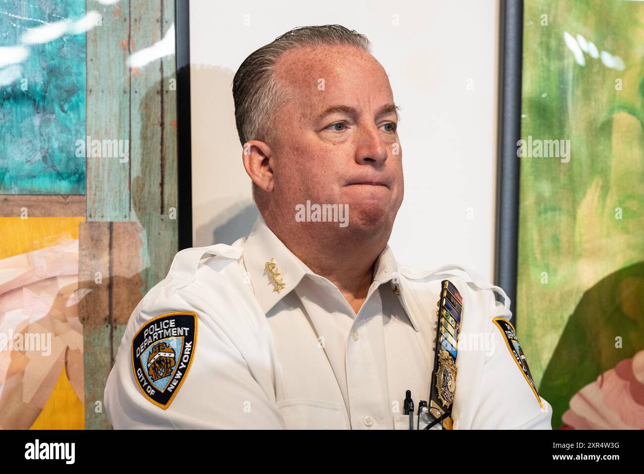 Police Chief of Patrol john Chell seen as Mayor Eric Adams makes public ...
