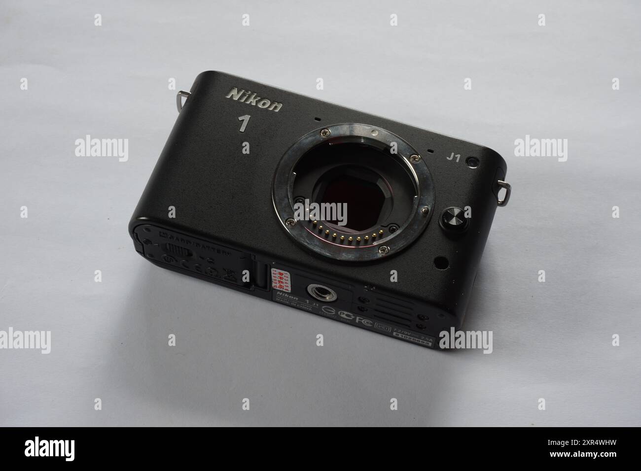 Terengganu, Malaysia - 24 August 2024 : Closeup of black nikon 1 j1 ...