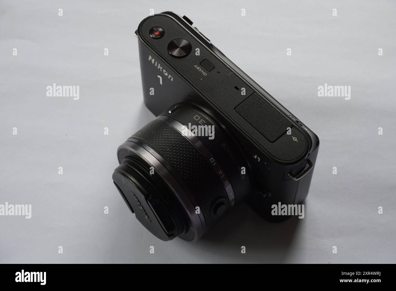 Terengganu, Malaysia - 24 August 2024 : Closeup of black nikon 1 j1 ...