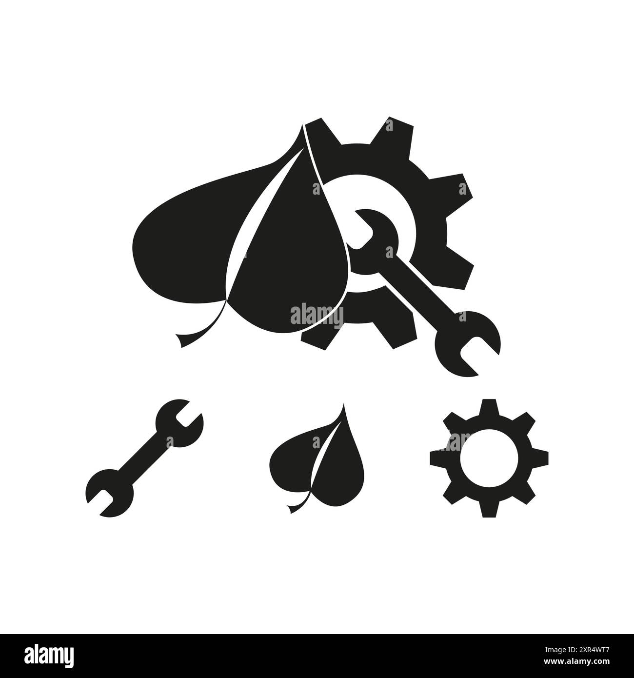 Eco engineering icon. Green technology symbol. Leaf and gear graphic ...
